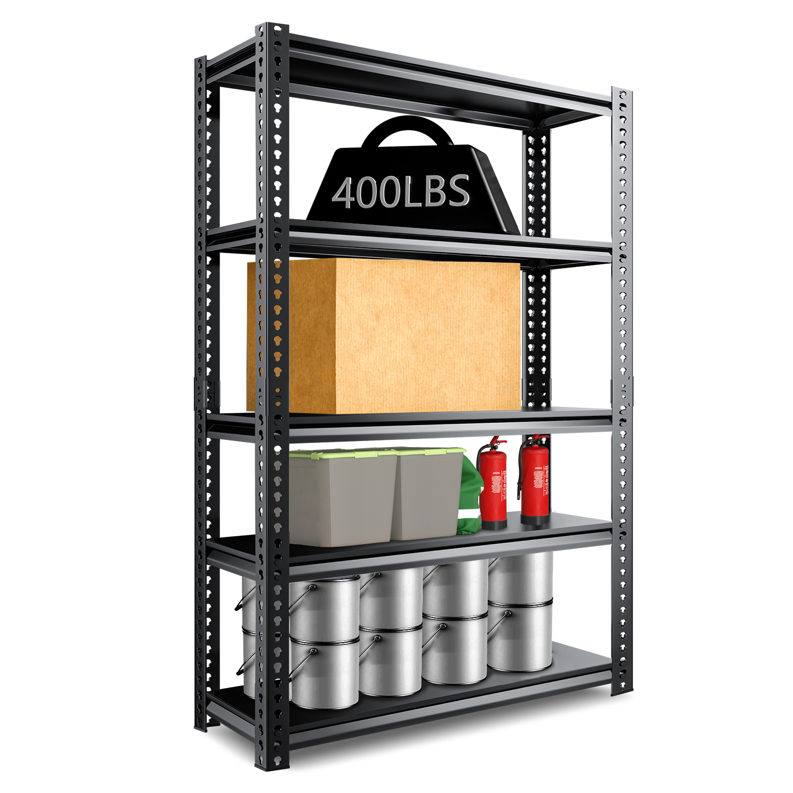 FICISOG Black Metal Shelving Units for Garage, 5 Tier Adjustable Heavy ...
