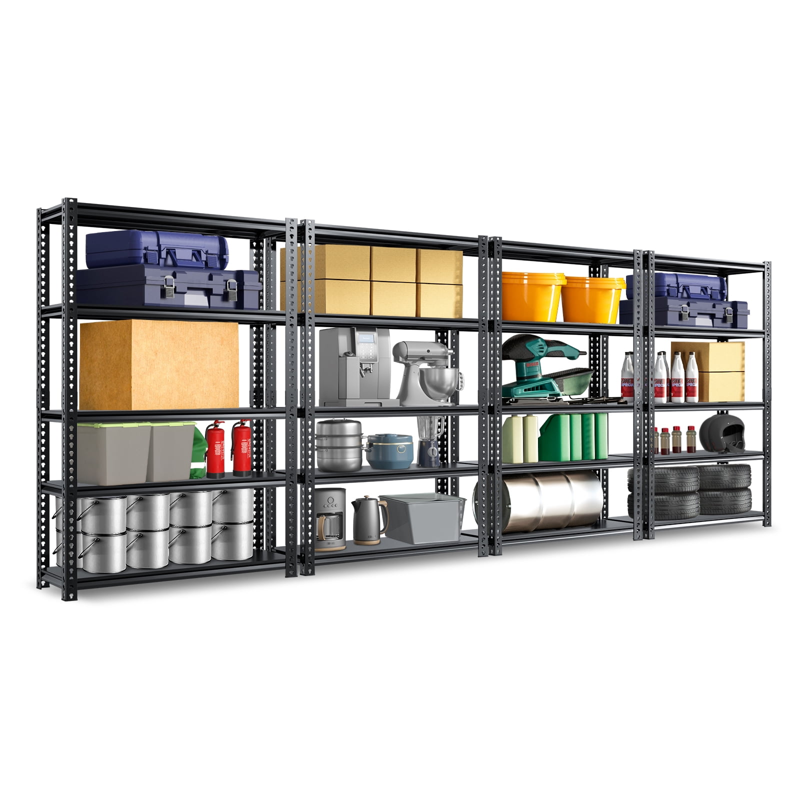 FICISOG Black Metal Shelving Units for Garage, 5 Tier Adjustable Heavy ...