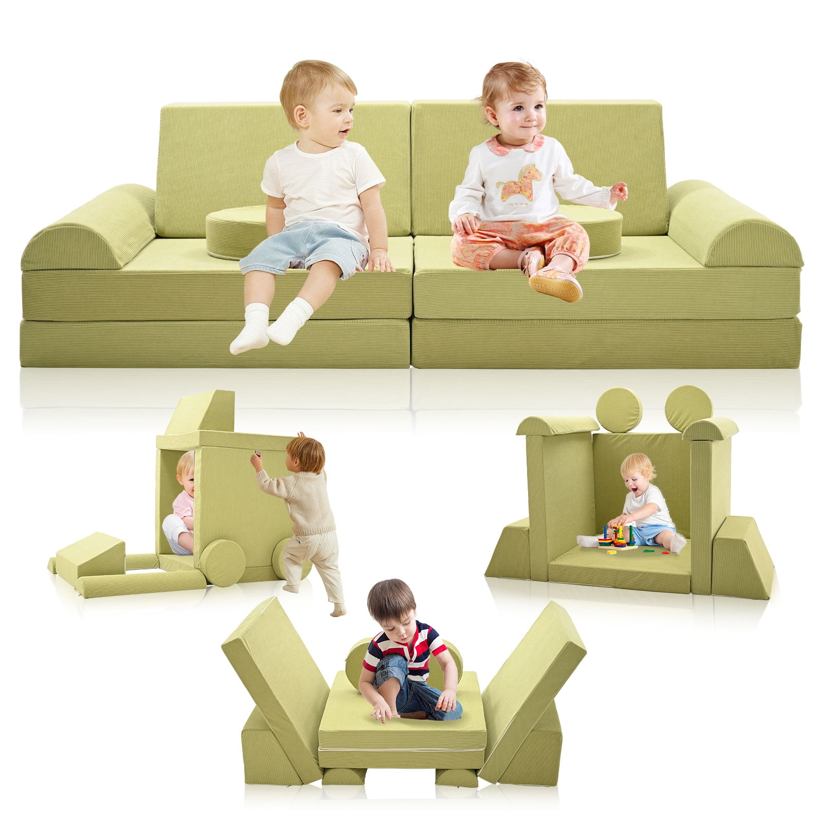FICISOG Creative Modular Kids Play Couch 10 Pieces Kids Play Sofa Couch ...