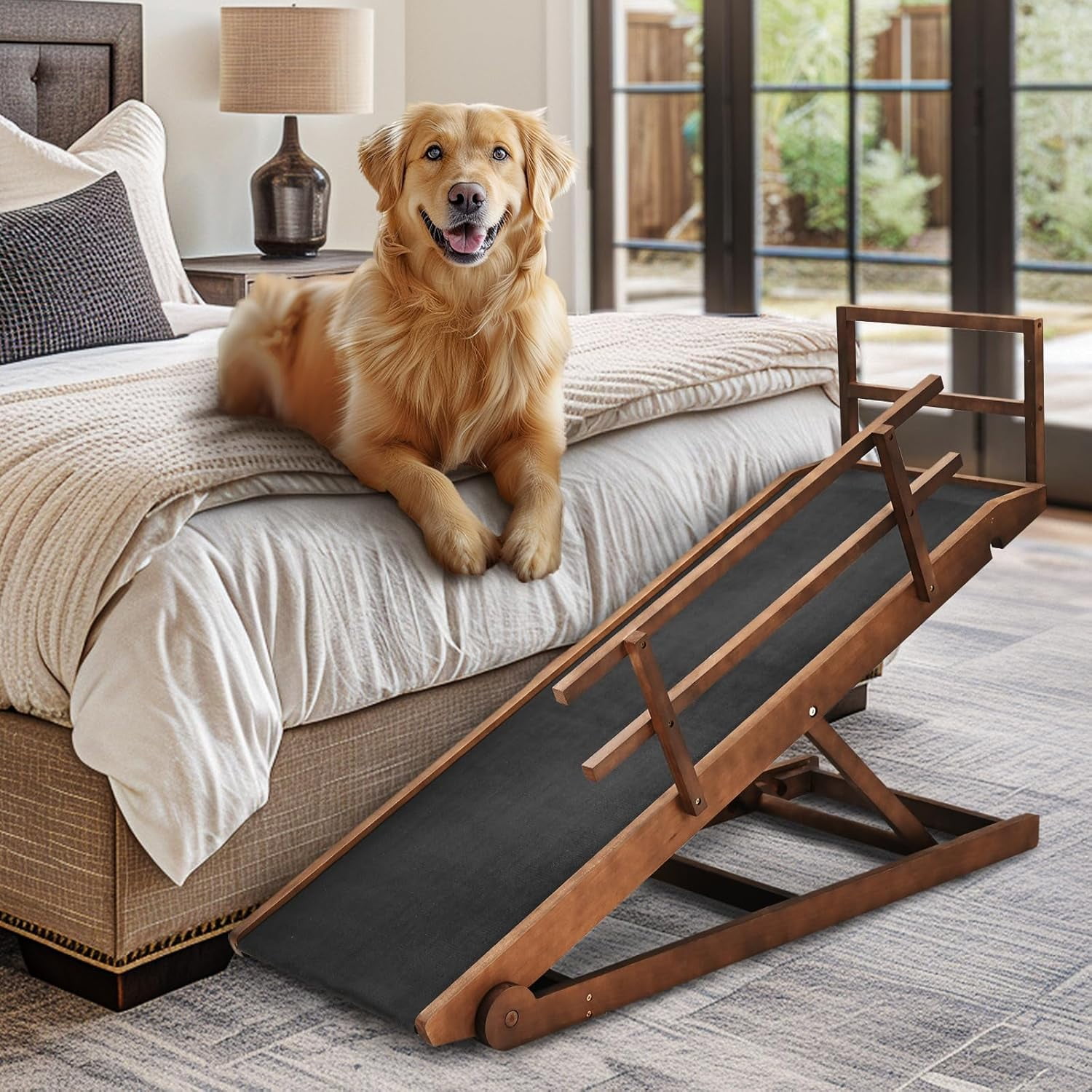 FICISOG Dog Ramp for Bed, 16" to 24" Height Adjustable Pet Ramp for ...