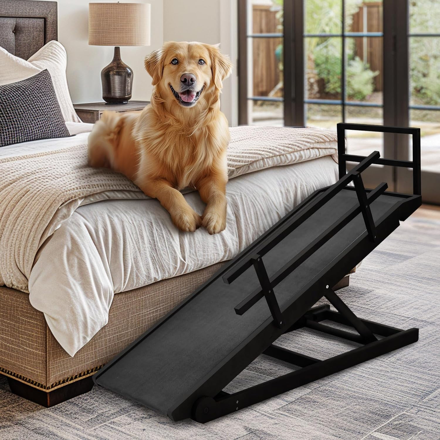 FICISOG Dog Ramp for Bed, 16" to 24" Height Adjustable Pet Ramp for ...