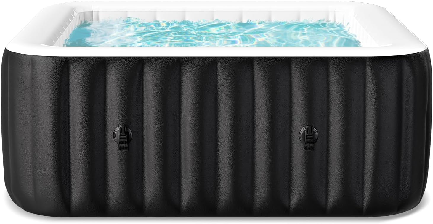 Outdoor Inflatable Hot Tub for 4-6 Person Square w/ Thickened ...