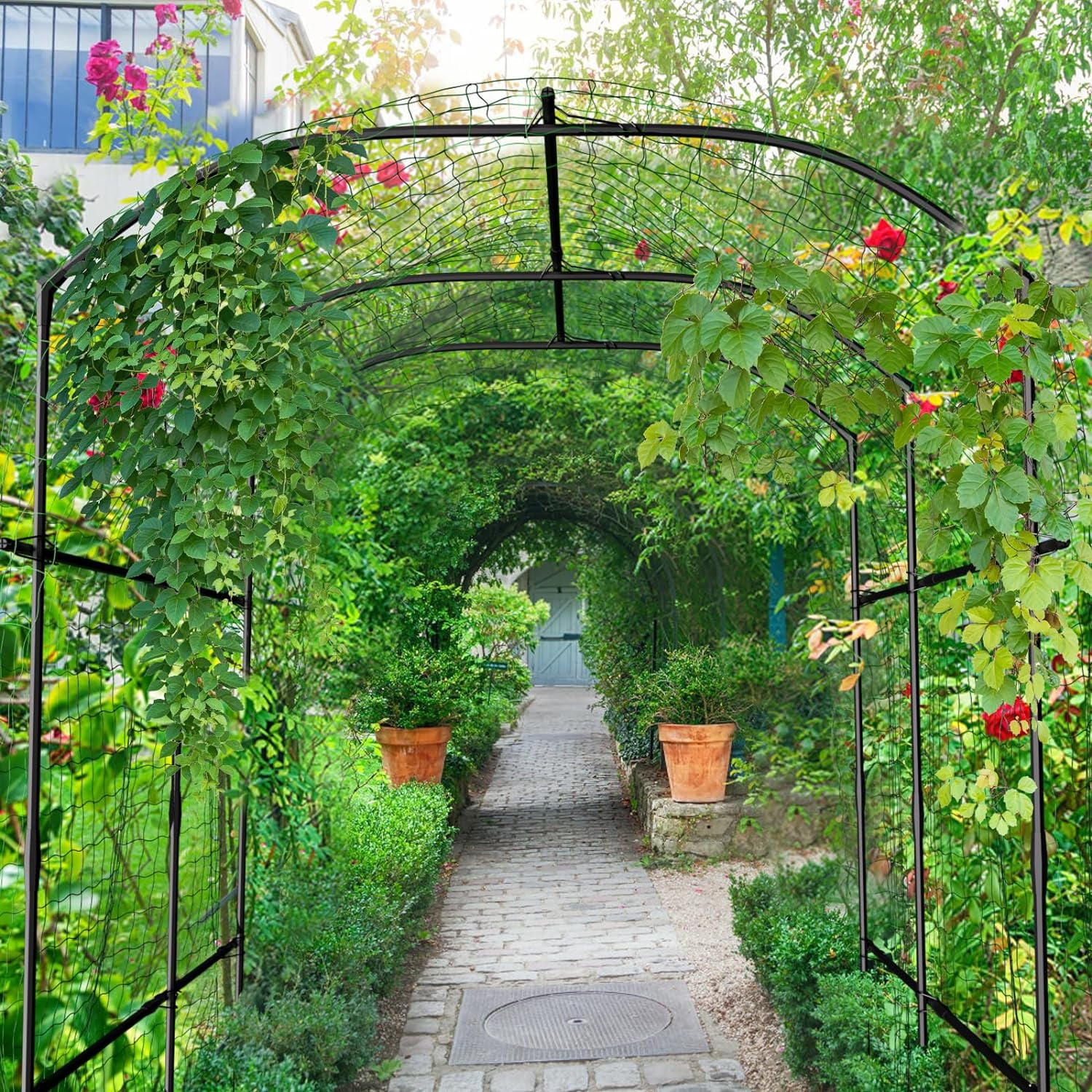 FICISOG Extra Tall Garden Arch Trellis for Climbing Plants Outdoor, 87 ...