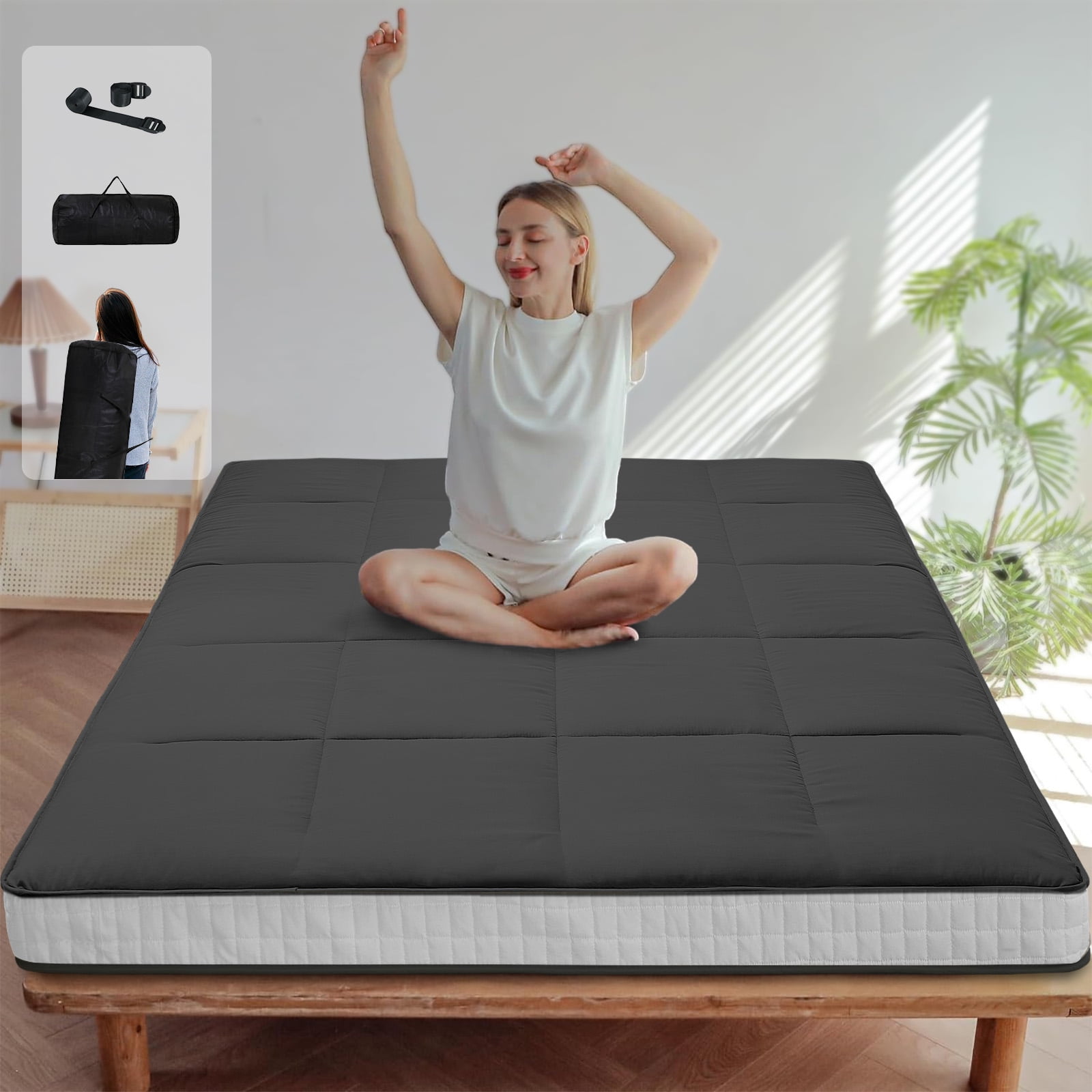 FICISOG Floor Mattress, Japanese Style Futon Mattress,Portable Camping ...