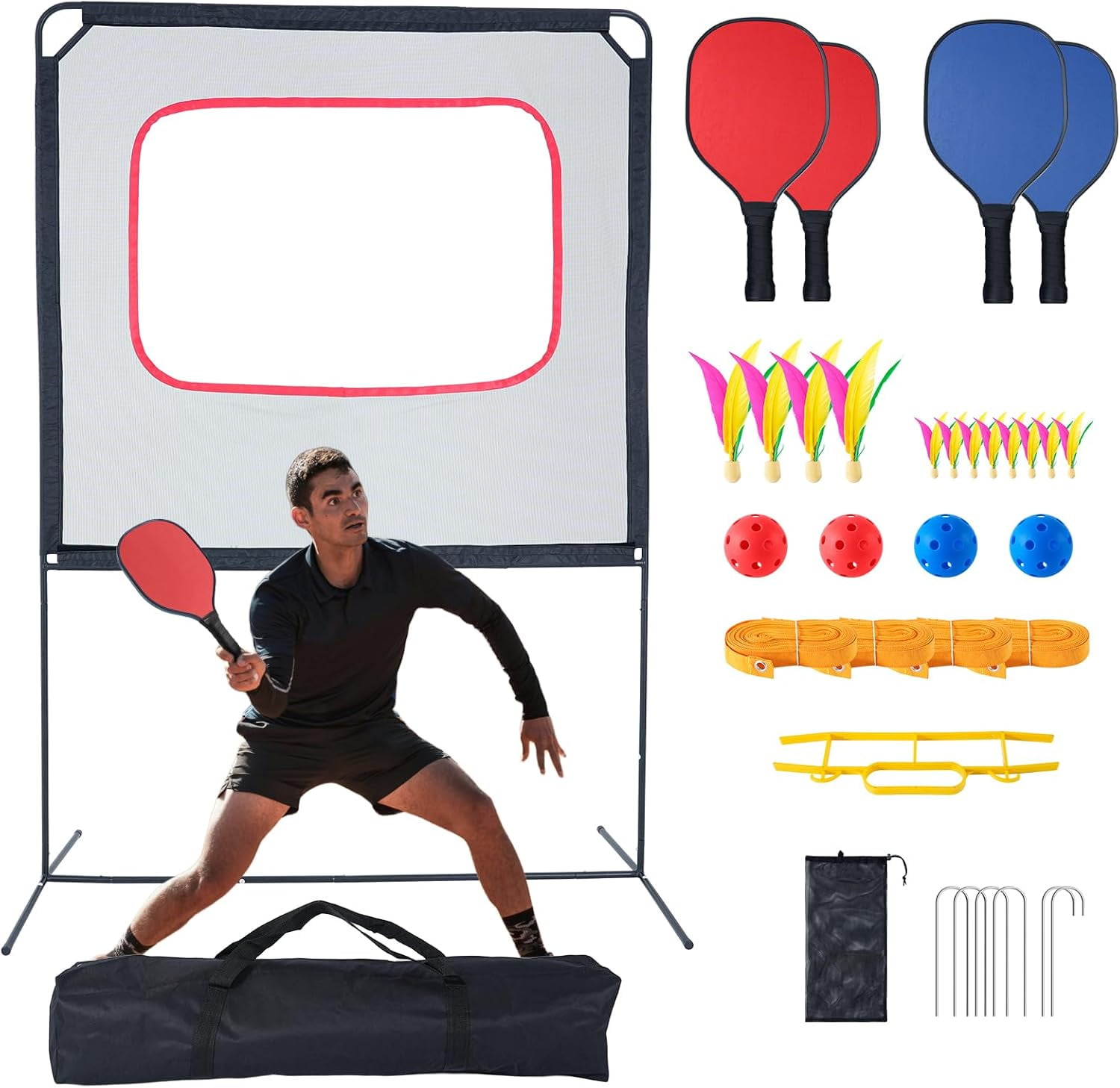 FICISOG Indoor Pickleball with Net, Portable Pickleball Net Game Set, A ...