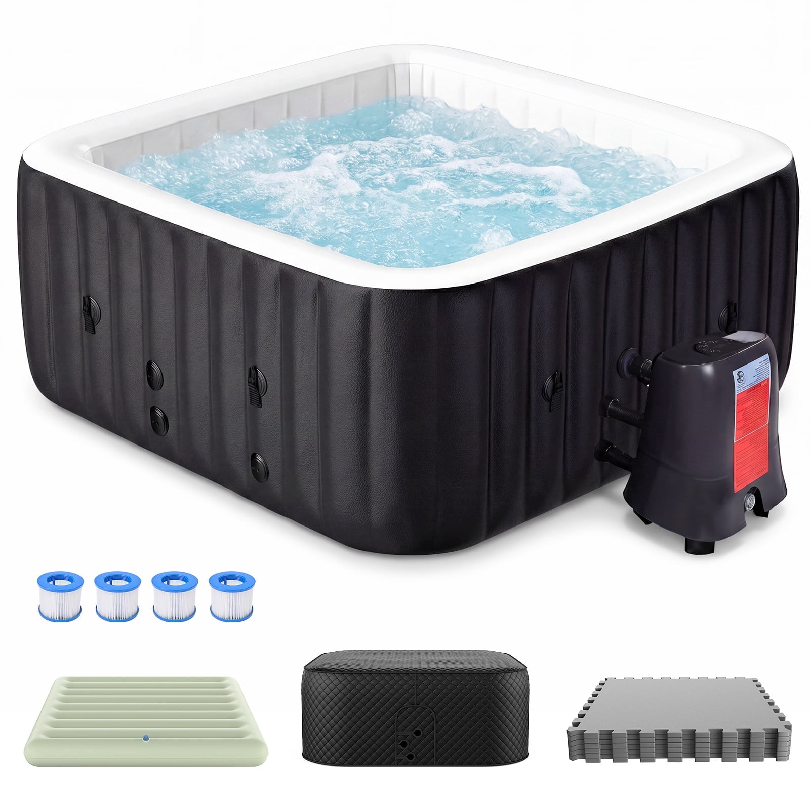 FICISOG Inflatable Hot Tub Set, 6 Person 73" Energy Efficient Hot Tub ...