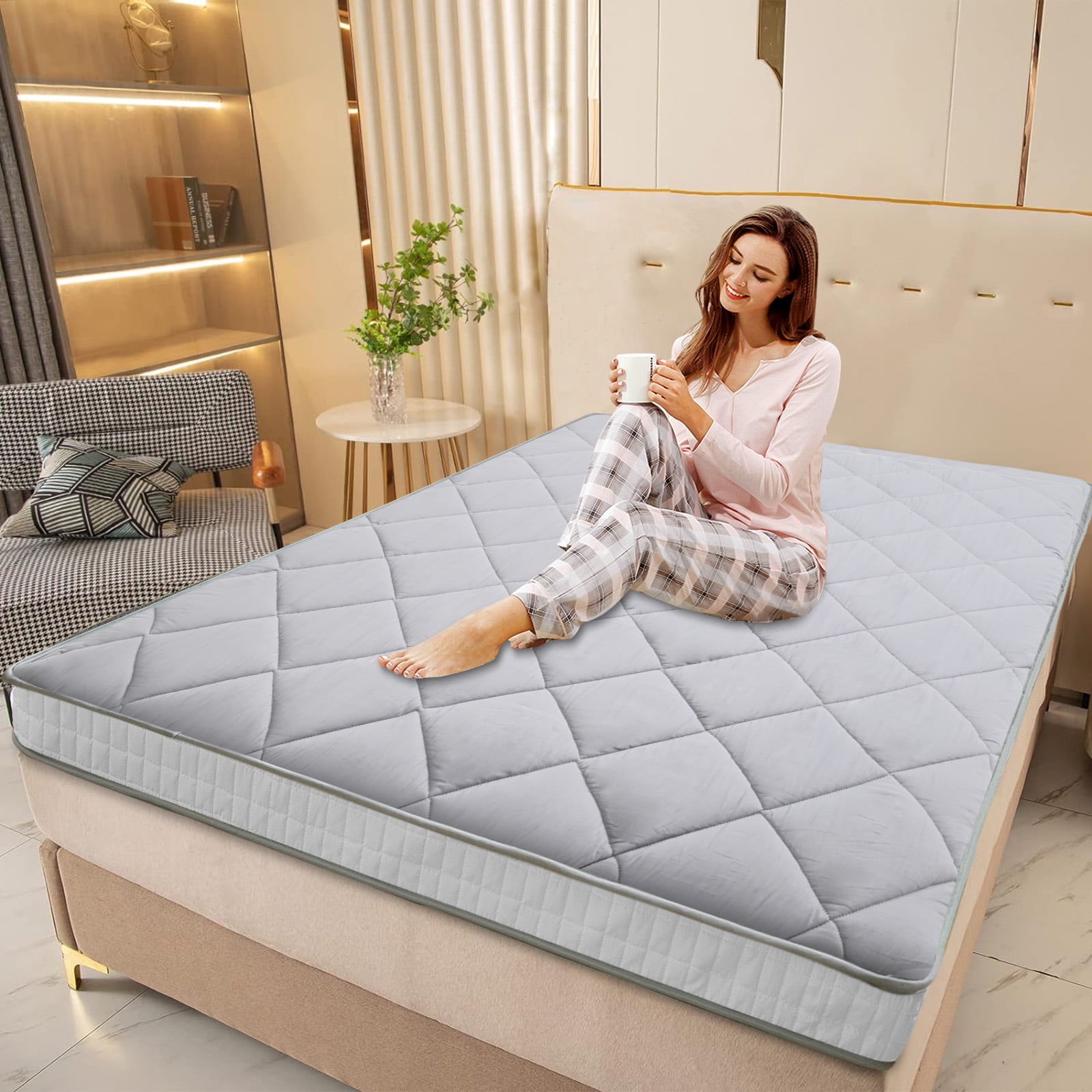 FICISOG Japanese Futon Mattress, Living Room Futon Quilted Bed Mattress ...