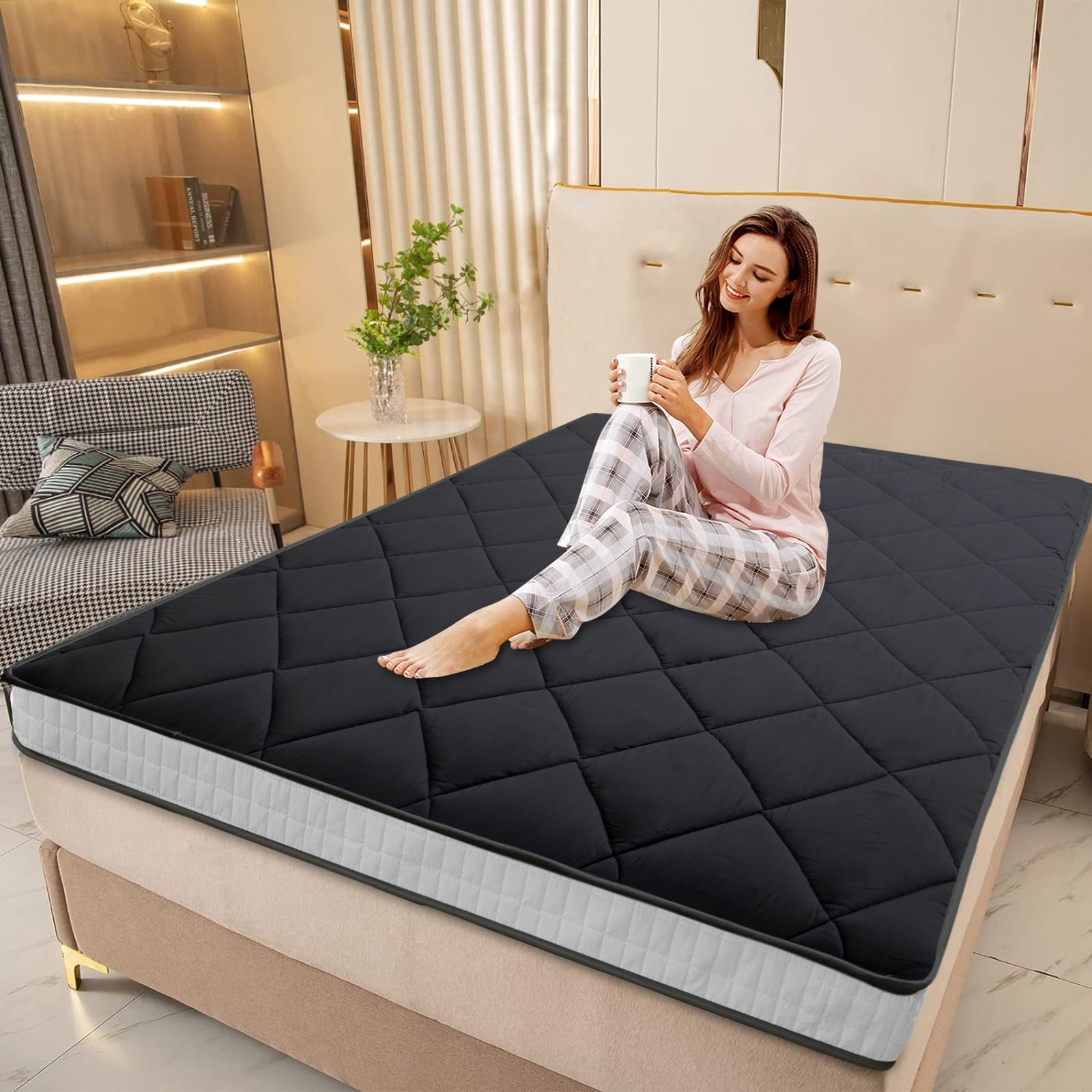 FICISOG Japanese Futon Mattress, Living Room Futon Quilted Bed Mattress ...