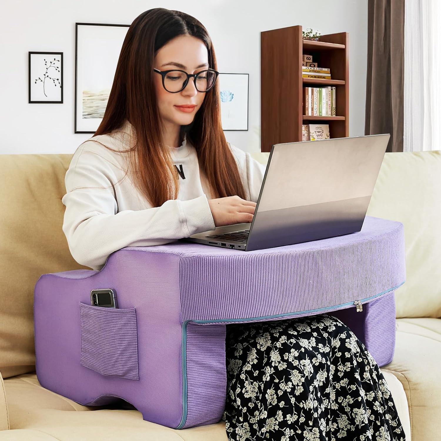 FICISOG Lap Desk Pillow for Laptop, Memory Foam Reading Pillow for ...