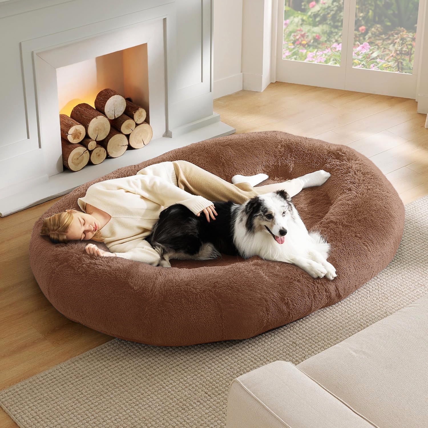 "FICISOG Large Human Dog Bed, 72"" x 51"" x 11"", Foam Mattress Floor ...
