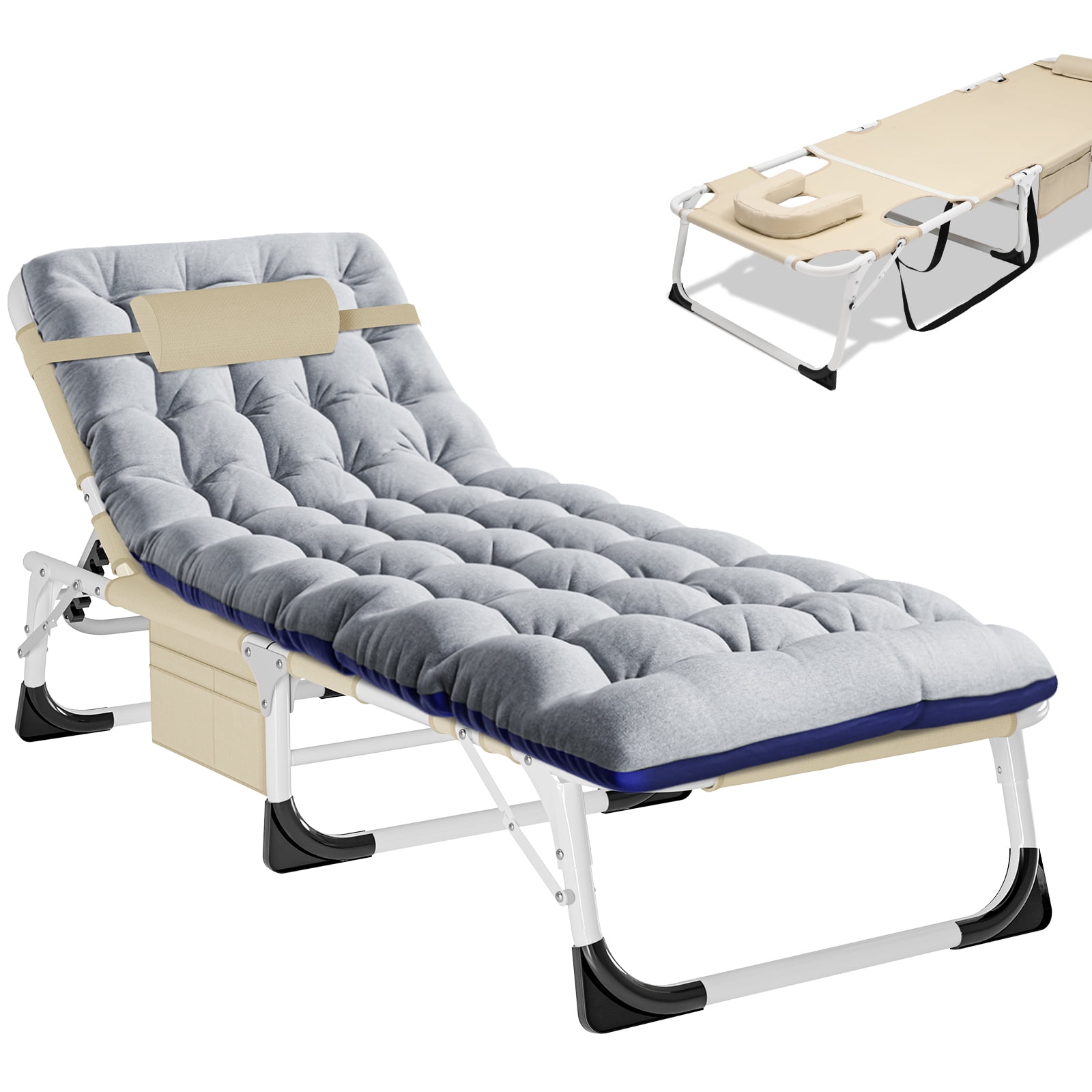 FICISOG Outdoor Lounge Chairs Foldable Tanning Chair with Face Hole ...