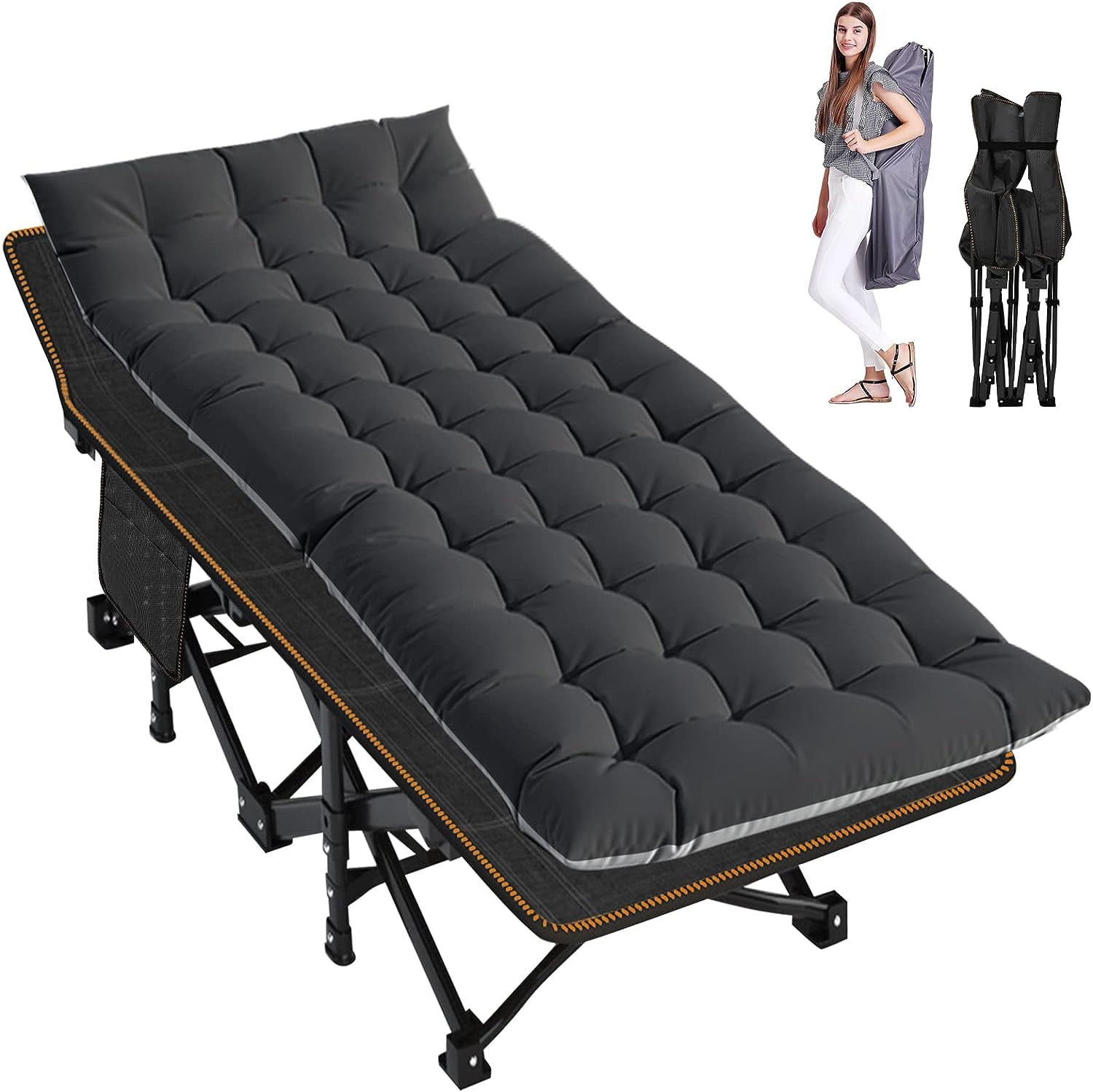 FICISOG XXL Oversized Folding Cot, 900lb Capacity, Heavy Duty with ...