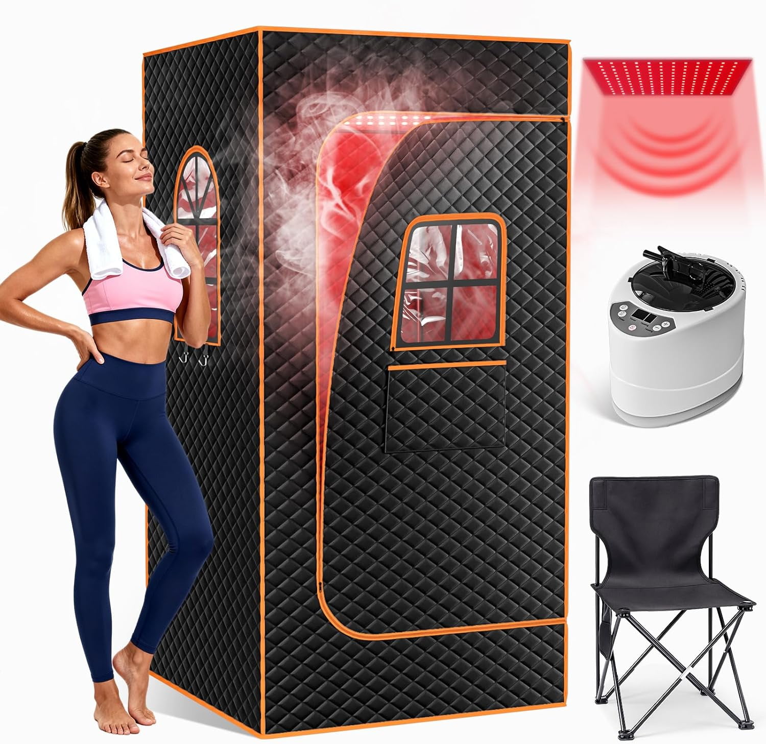 FICISOG Upgraded Infrared Sauna Box with 3L&1200W Steamer, Home ...