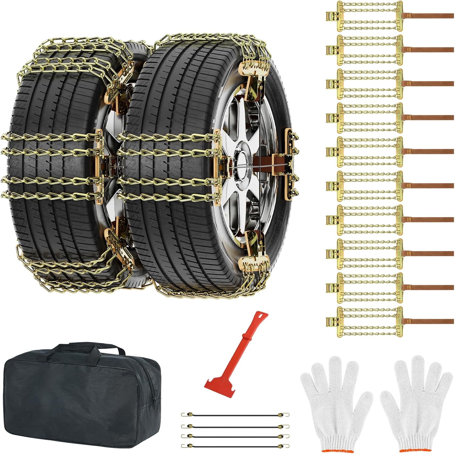 FICISOG Upgraded Snow Chains 10 Pack, Tire Chains for Cars/SUVs/Pickup ...