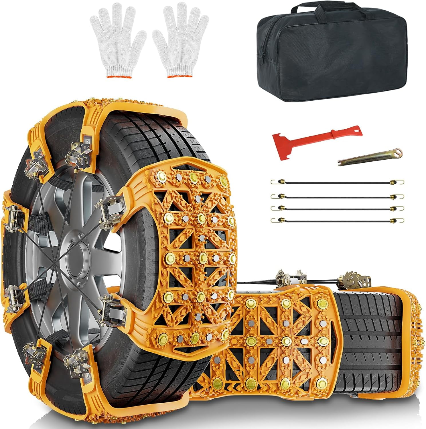 FICISOG Upgraded TPU Snow Chains 10 Pack, Tire Chains for Cars/SUVs ...