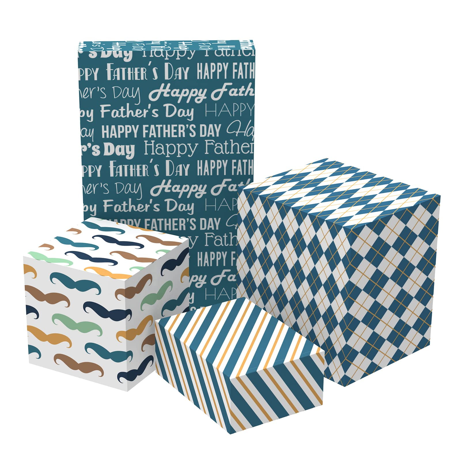 FIEHALA Flat Wrapping Paper Sheets - AIS1 12 Sheets with 4 Summer Fathers Day Patterns - Pre cut ...