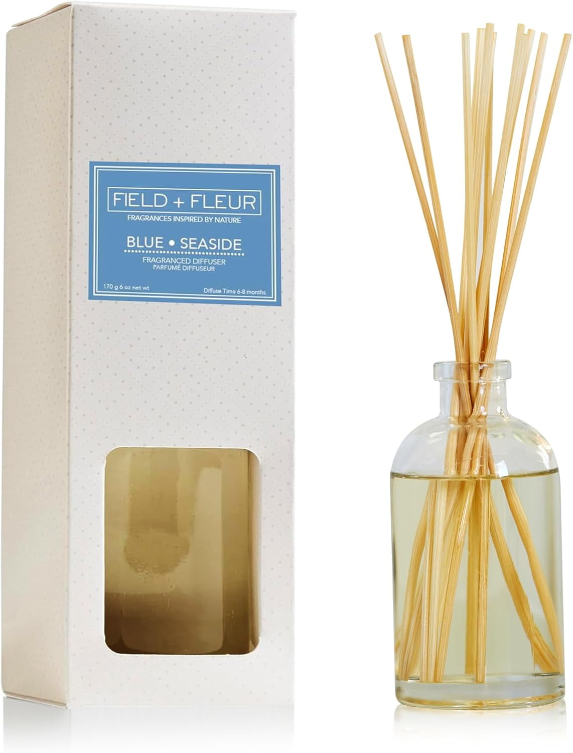 FIELD FLEUR Reed Diffuser Set - Blue Seaside Scent Diffuser - Reed ...