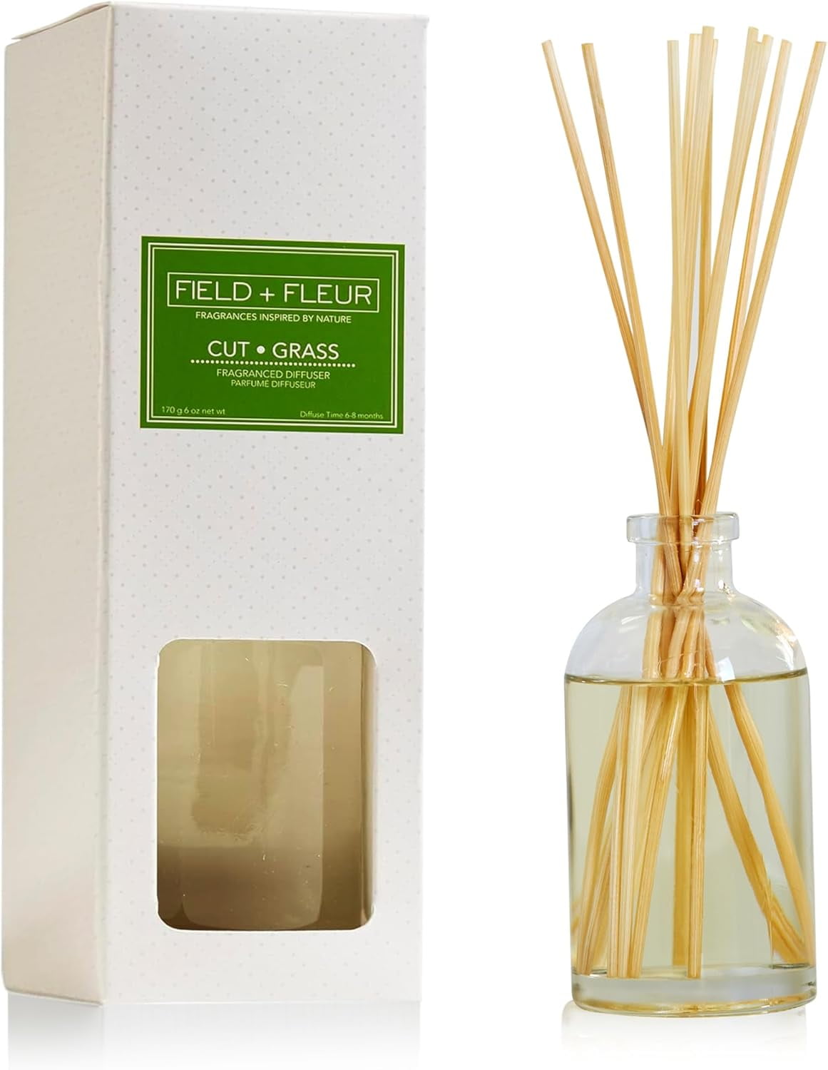 FIELD FLEUR Reed Diffuser Set - Cut Grass Scent Diffuser - Reed ...