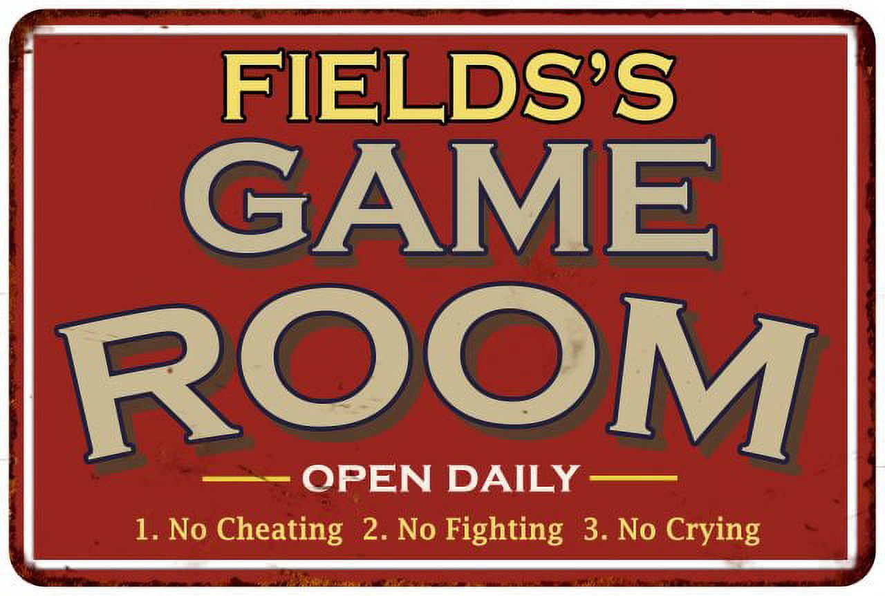 FIELDS'S Game Room Sign Vintage Look 8 x 12 Matte Finish Metal ...