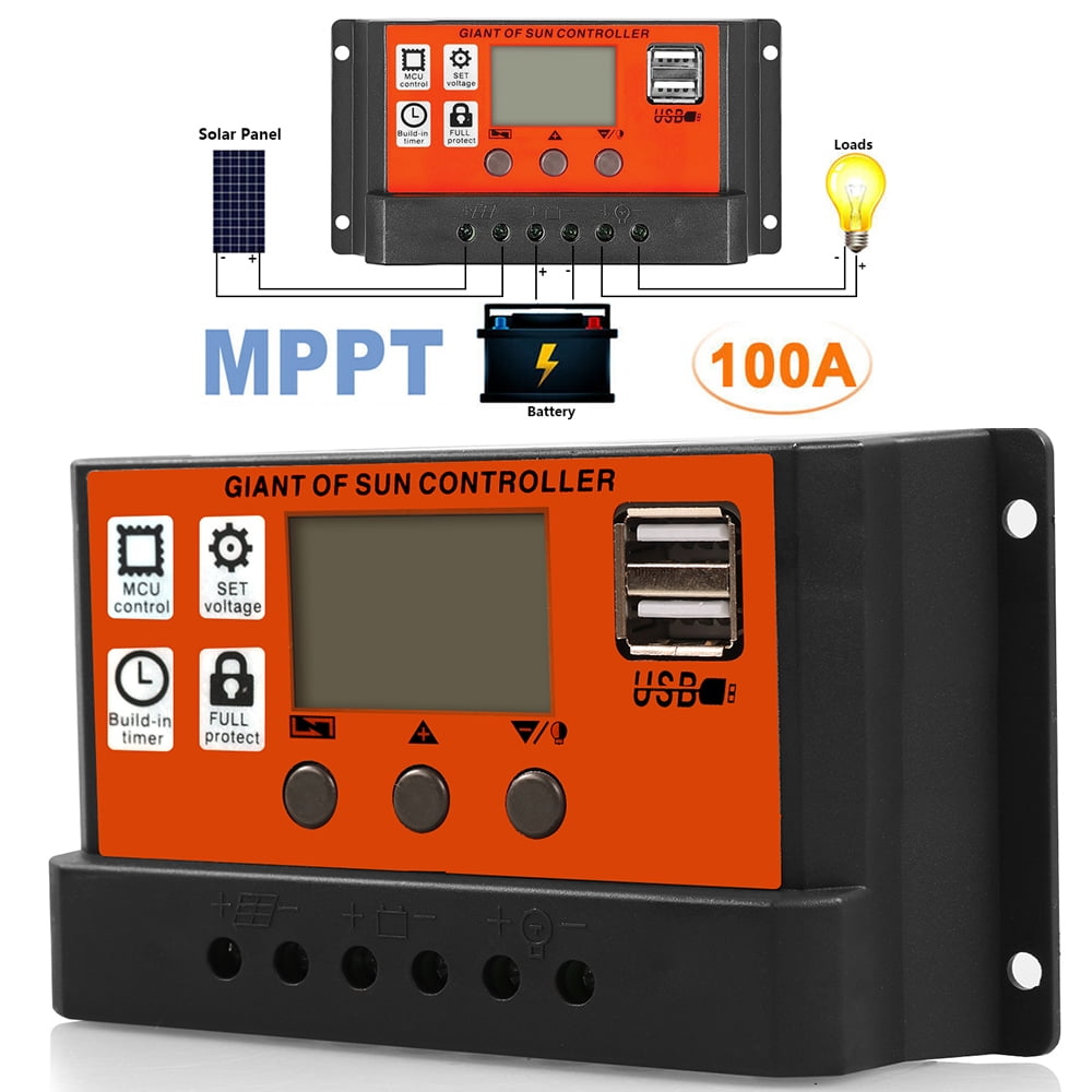 FIEWESEY 100A MPPT Solar Panel Regulator Charge Controller Auto Focus ...