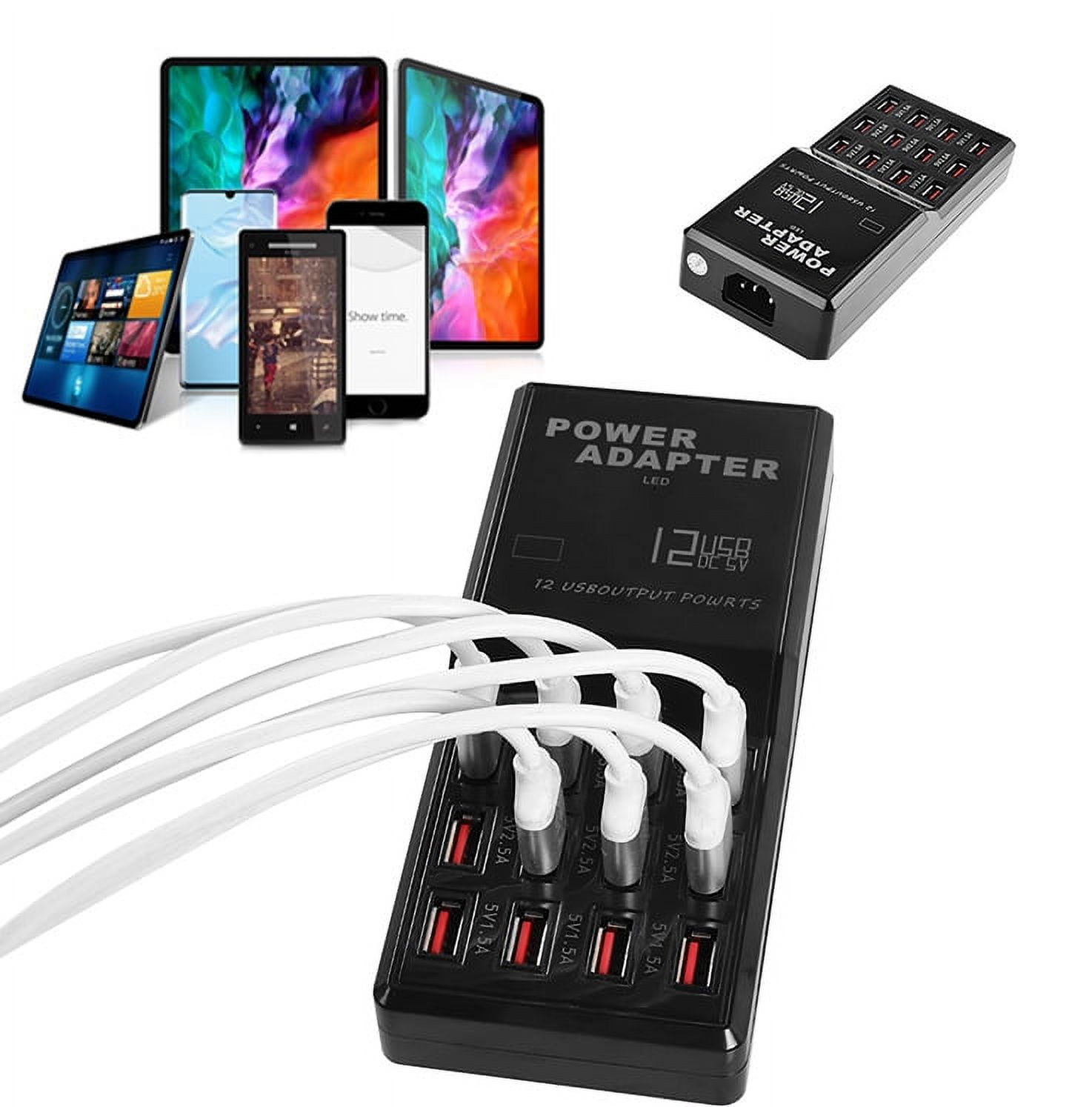 FIEWESEY 12-Port USB Charging Station Hub Desktop Wall Cell Phone ...