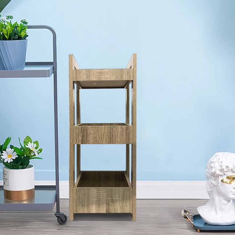 FIEWESEY Free-Standing 3-Tier Wooden Utility Shelves Unit, Storage Rack ...