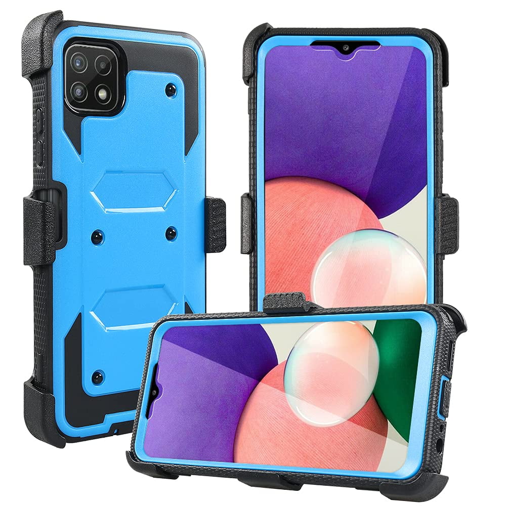 FIEWESEY for Samsung Galaxy A22 5G Case,Heavy Duty High Impact Resistant Armor Holster Defender ...