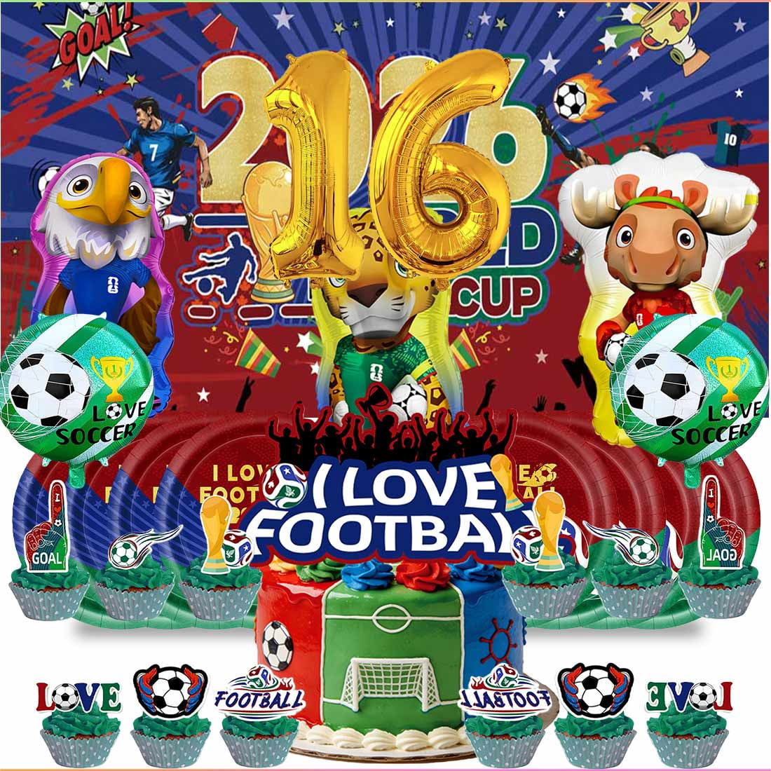 FIFA World Cup 16th Tableware Balloons Cake Toppers Backdrop Banner ...