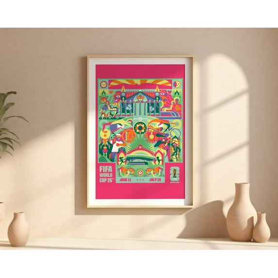 FIFA World Cup 2026 Colorful Cityscapes Poster, Vibrant Soccer Art ...