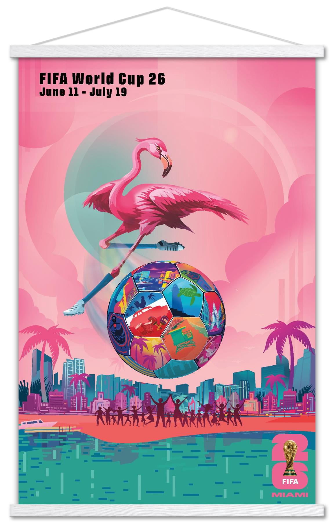 FIFA World Cup 2026 - Miami Wall Poster with Magnetic Frame, 22.375" x ...