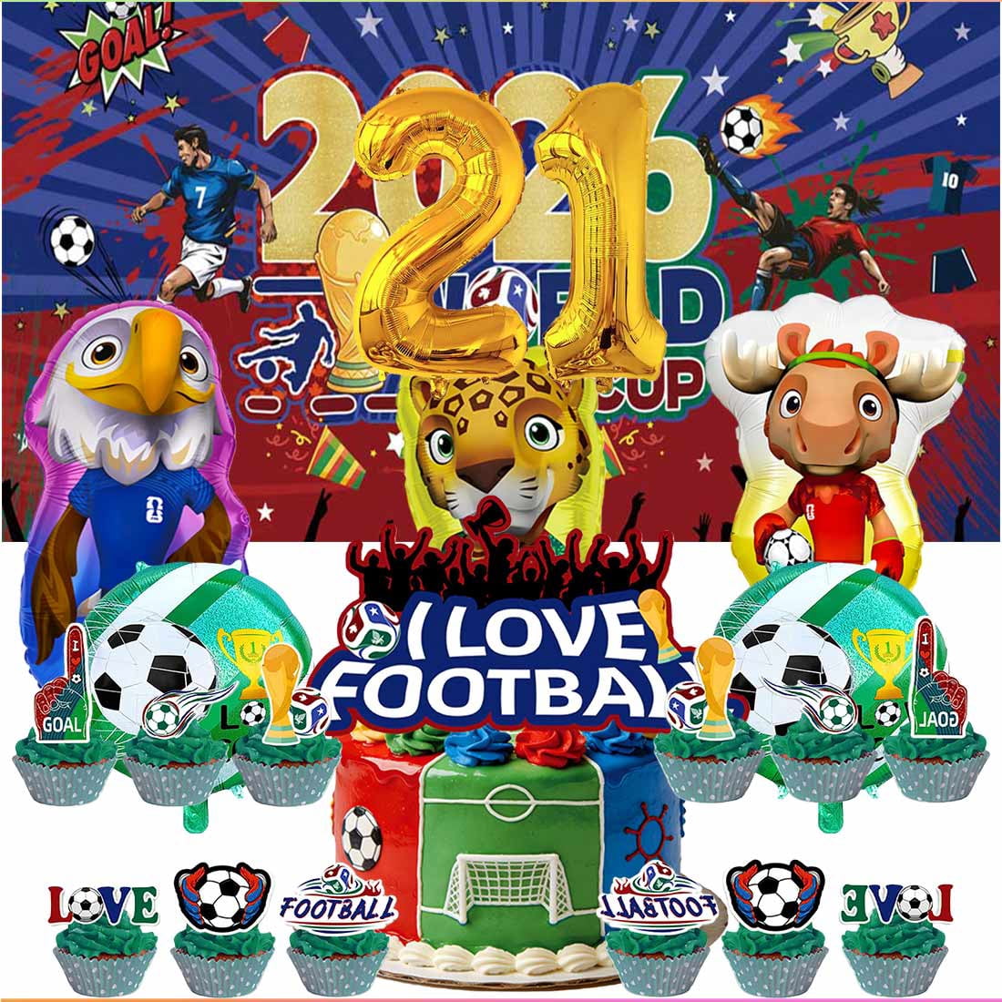 FIFA World Cup Party Supplies Decor 21th Kit Balloons Birthday Cake ...