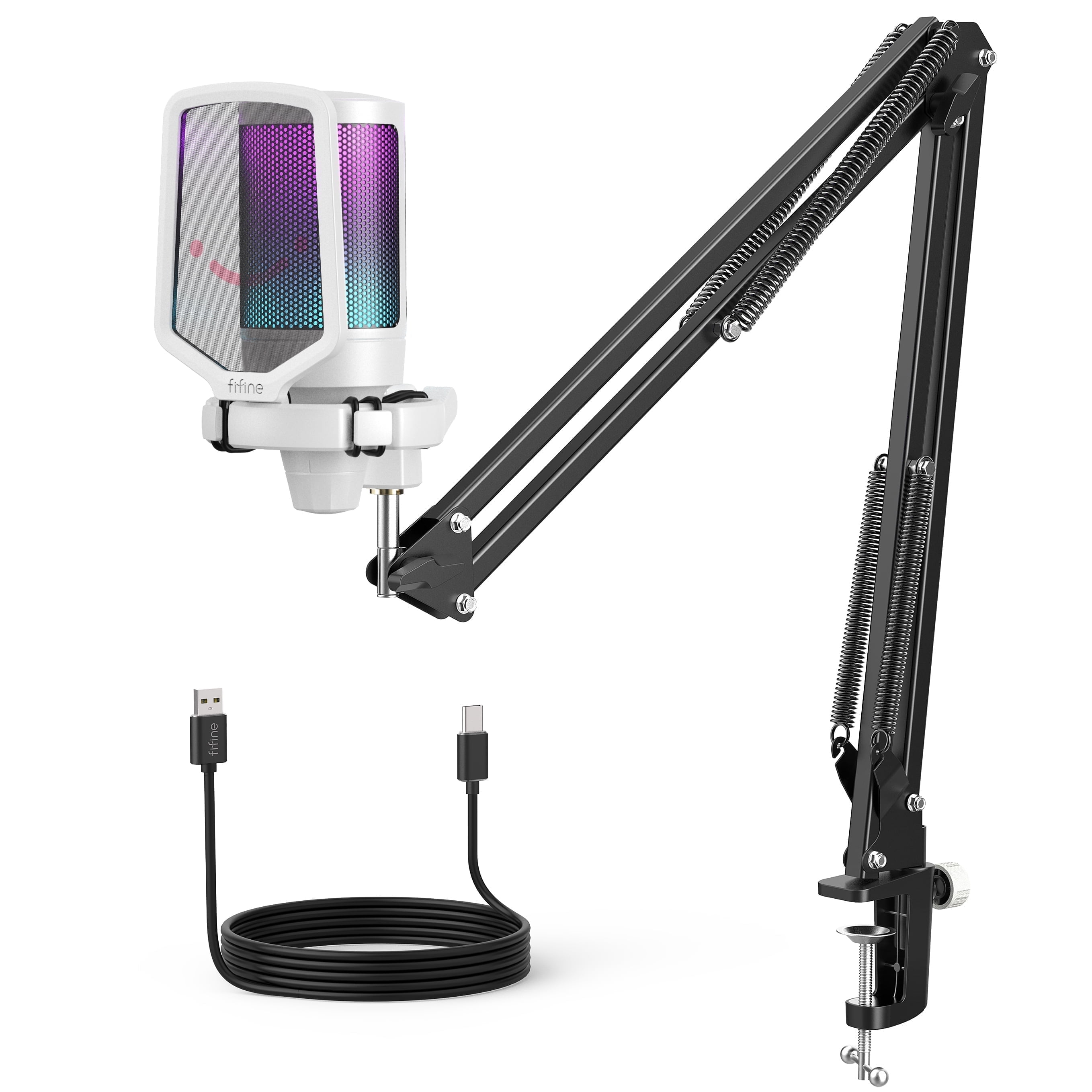 FIFINE PC PS5 Microphone Kit for Gaming,USB Condenser Mic with Arm ...