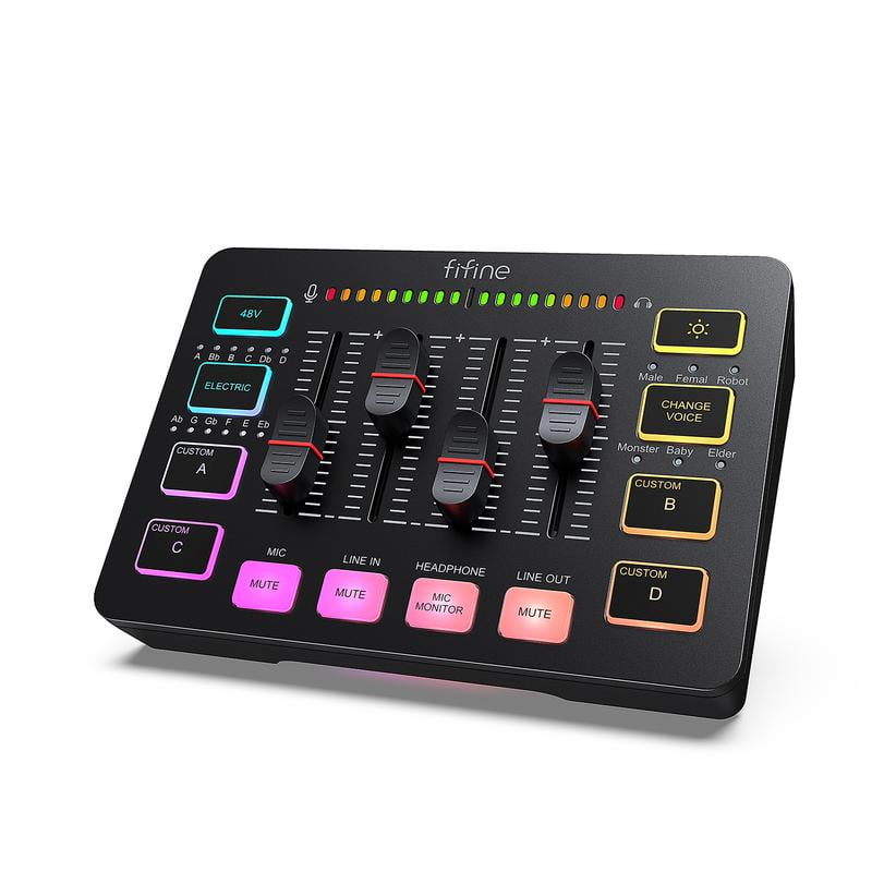 FIFINE SC3 Gaming Audio Mixer, Audio Interface with Individual Control ...