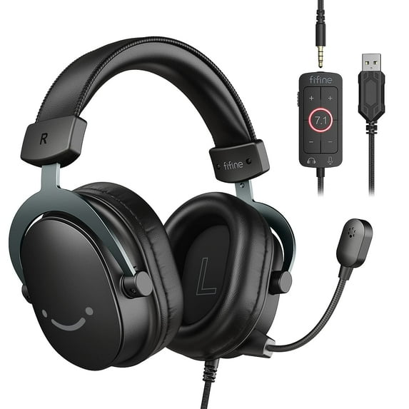 FIFINE Wired Gaming Headset, USB Headphone with 7.1 Surround Sound ...