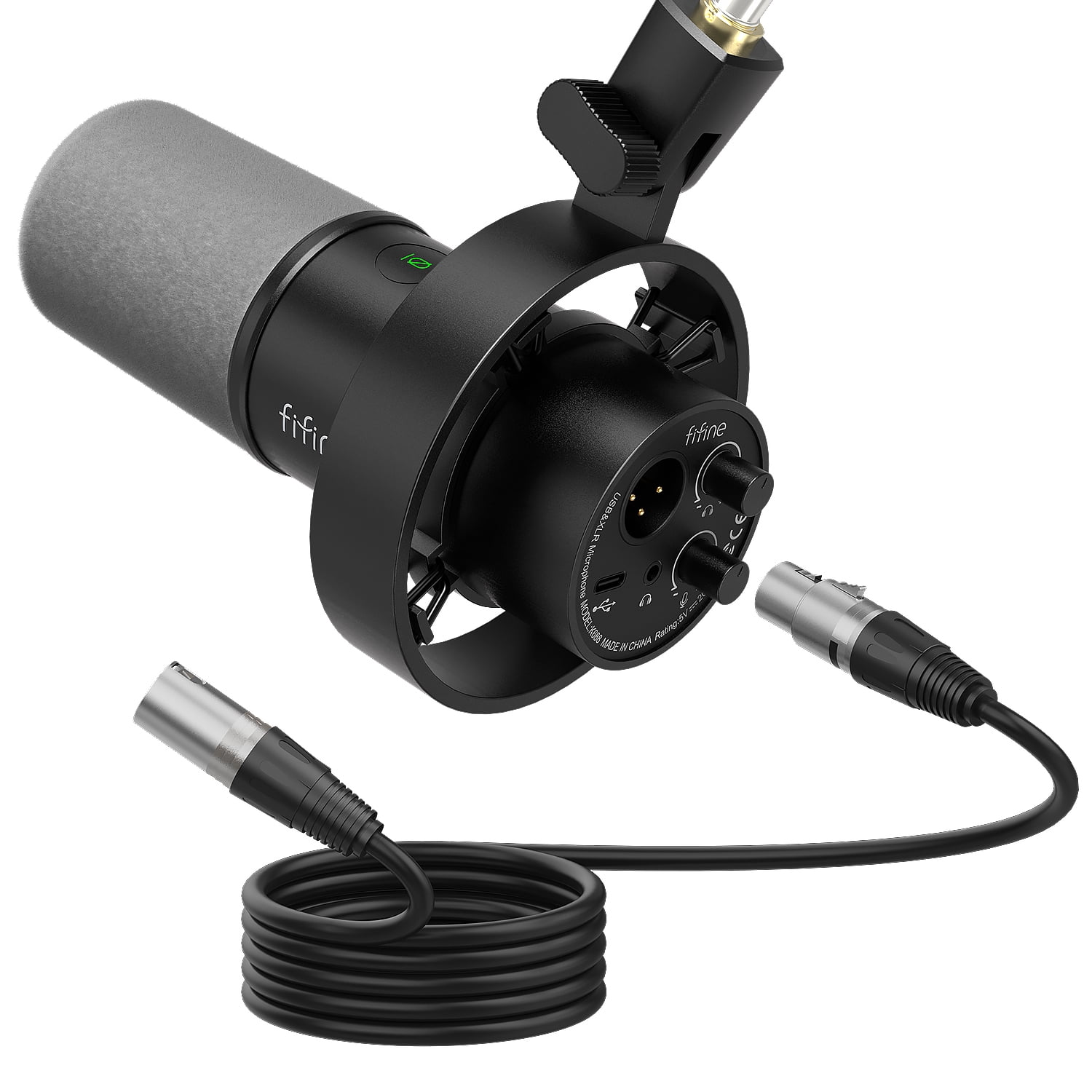 FIFINE XLR/USB Dynamic Microphone and 10ft XLR Cable Set, Podcast Mic for Studio with Mute ...