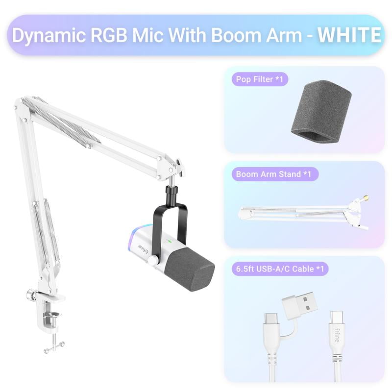 FIFINE XLR/USB Gaming Microphone with Boom Stand, AM8 Dynamic PC ...
