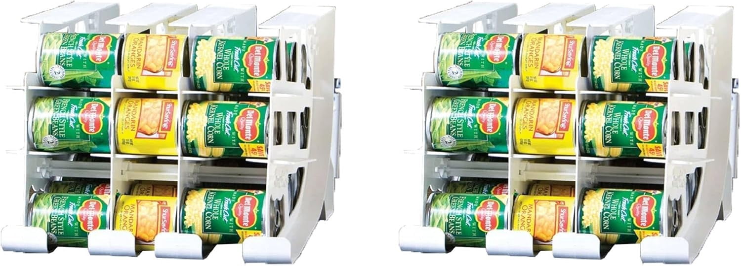 FIFO Can Tracker 2-Pack - 3-Tier Rotating Food Can Organizer for Pantry ...