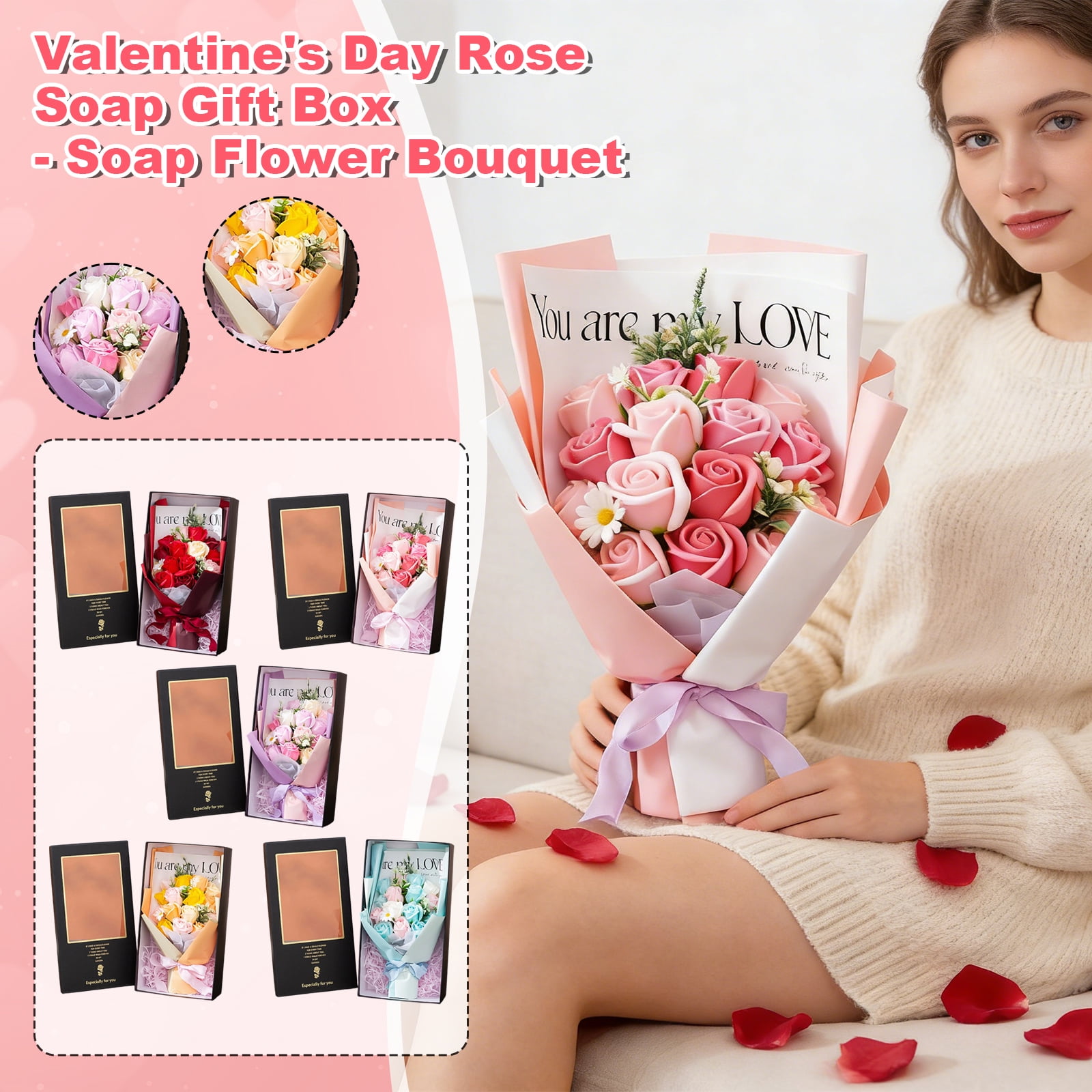 FIFTEEN Roses Bouquet Artificial Flower - Preserved Rose Flowers for ...