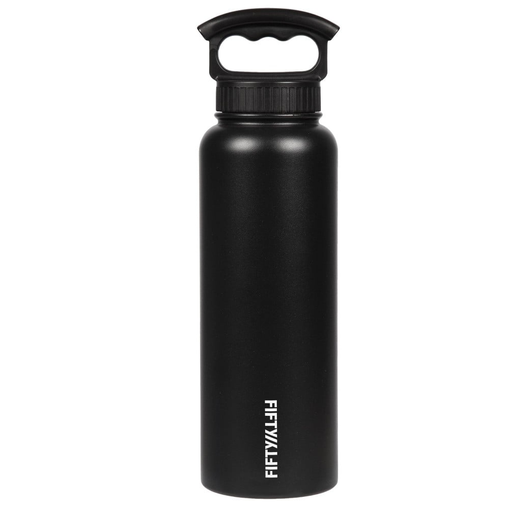 FIFTY/FIFTY 40oz Bottle with 3-Finger Grip Cap Matte Black (Pack of 2 ...