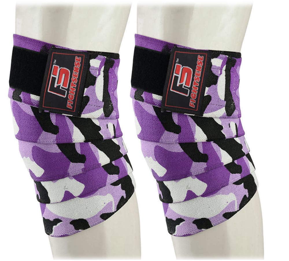 FIGHTSENSE Knee Wraps (Pair) - Ideal for Squats, Powerlifting,Gym ...