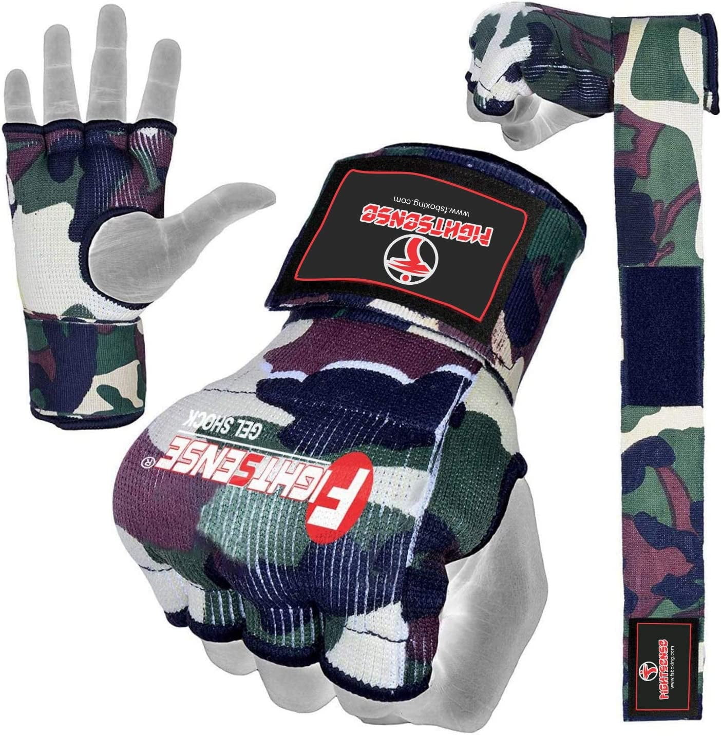 FIGHTSENSE Padded Gel Inner Boxing Gloves for Men and Women with Long ...