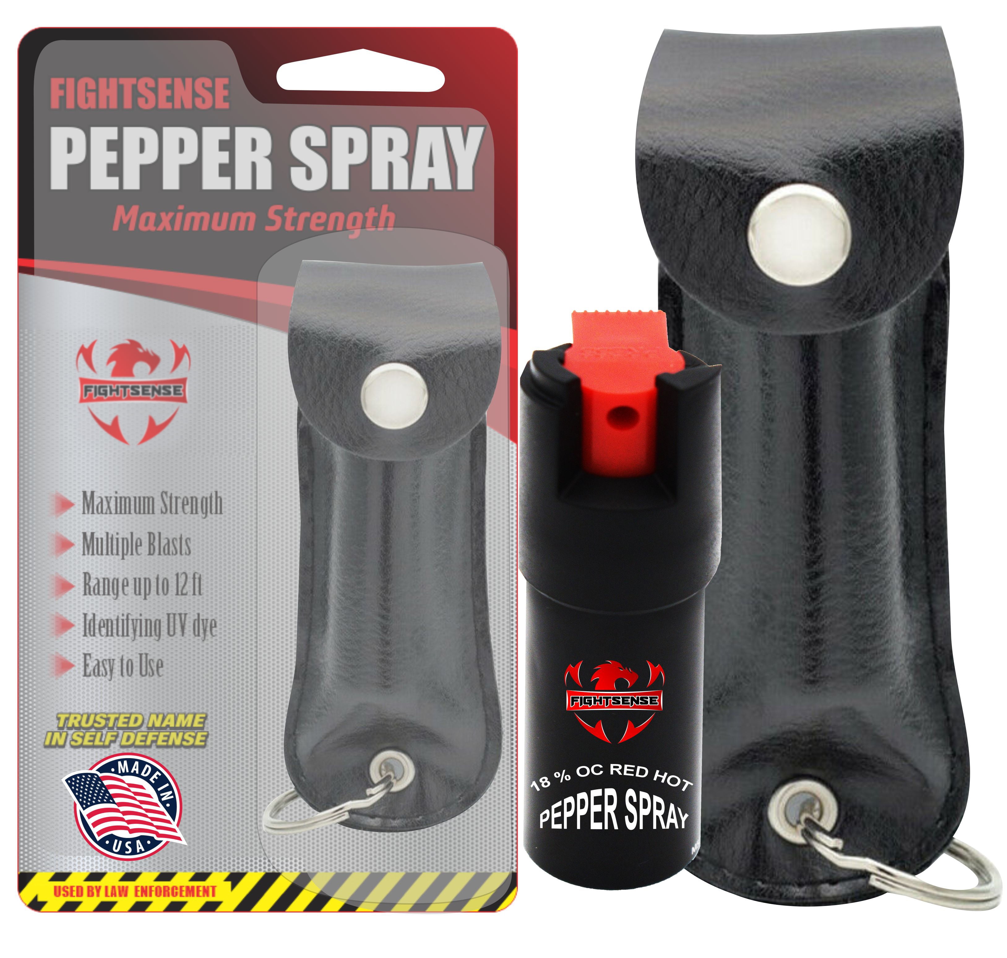 FIGHTSENSE Compact Pepper Spray - Police Grade Strength, Personal ...