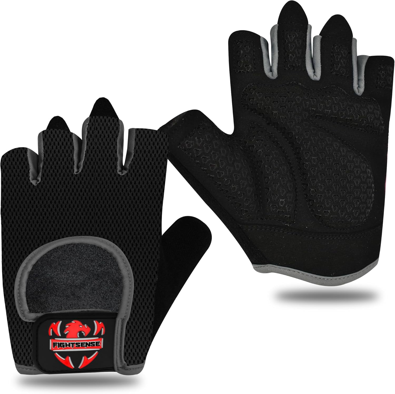 FIGHTSENSE Weight Lifting Gloves with Full Palm Protection, Workout Gloves for Men Women Small ...