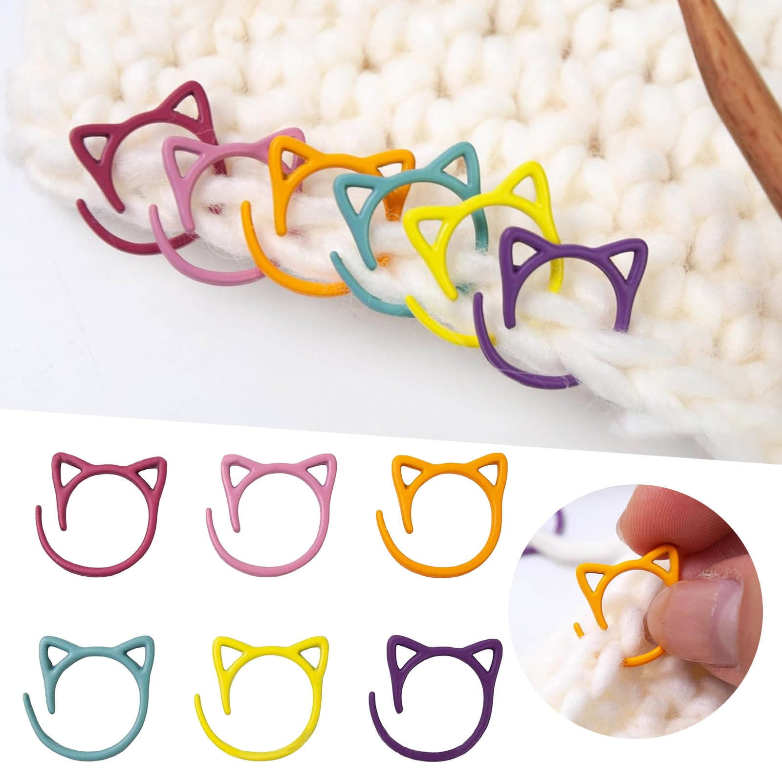 FIGHTY 24Pcs Colorful Stitching Marker Rings Knitting Crochet Marker Metal Locking Stitching ...