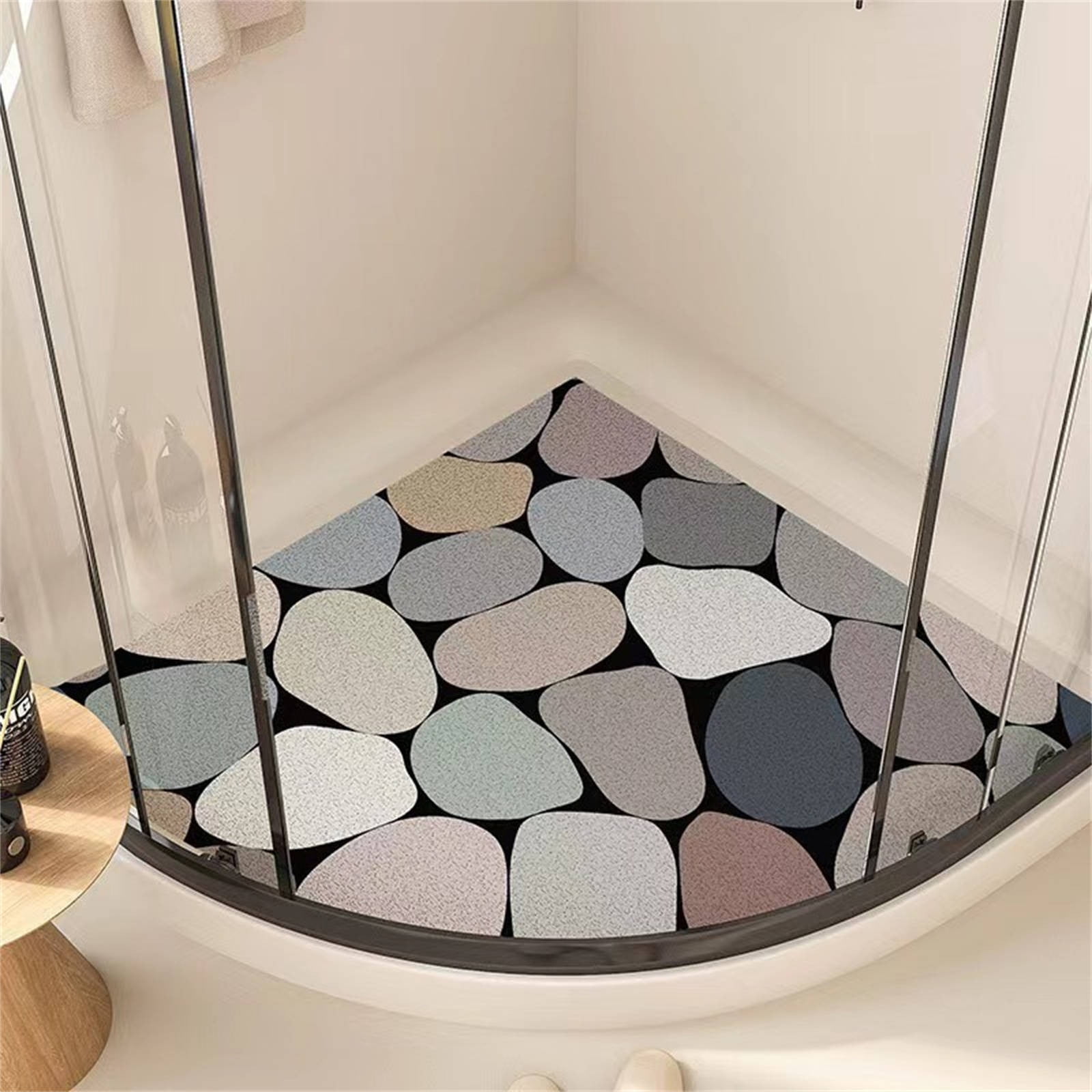 FIGHTY Corner Shower Mat Non Slip Bath Mat PVC Loofah Shower Floor Mats ...