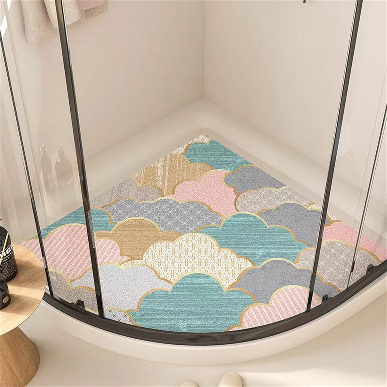 FIGHTY—Corner Shower Mat Non Slip Bath Mat PVC Loofah Shower Floor Mats ...