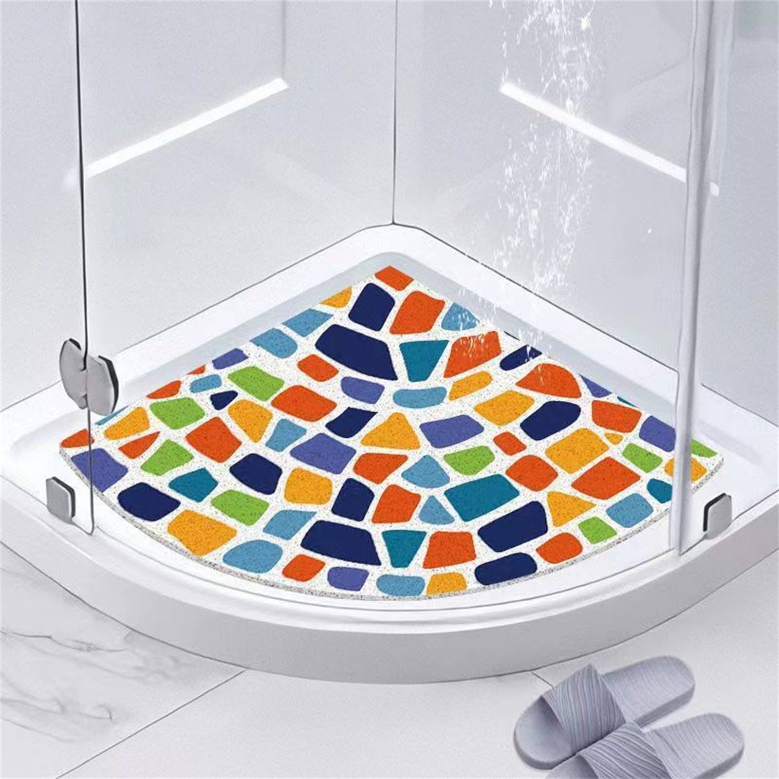 FIGHTY—Corner Shower Mat Non Slip Bath Mat PVC Loofah Shower Floor Mats ...