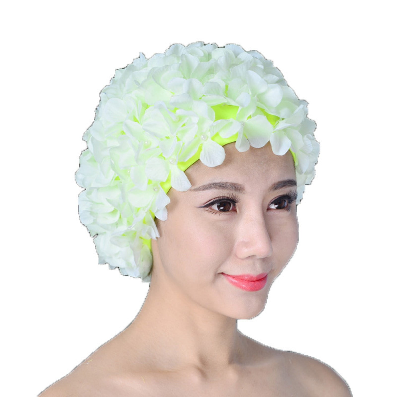 FIGHTY^Lace Vintage Swim Cap Floral Petal Retro Style Bathing Caps For ...