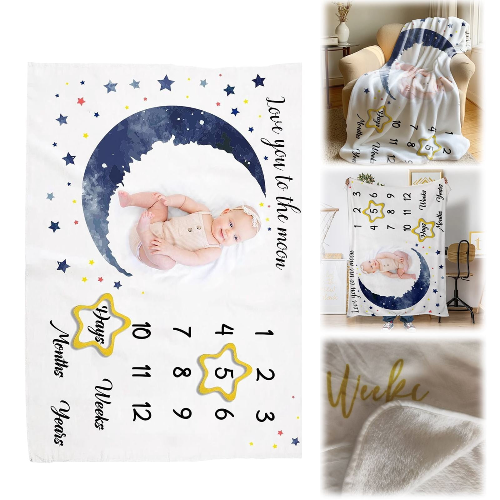 FIGHTY Personalized Newborn Baby Monthly Blanket Soft For For Newborn ...