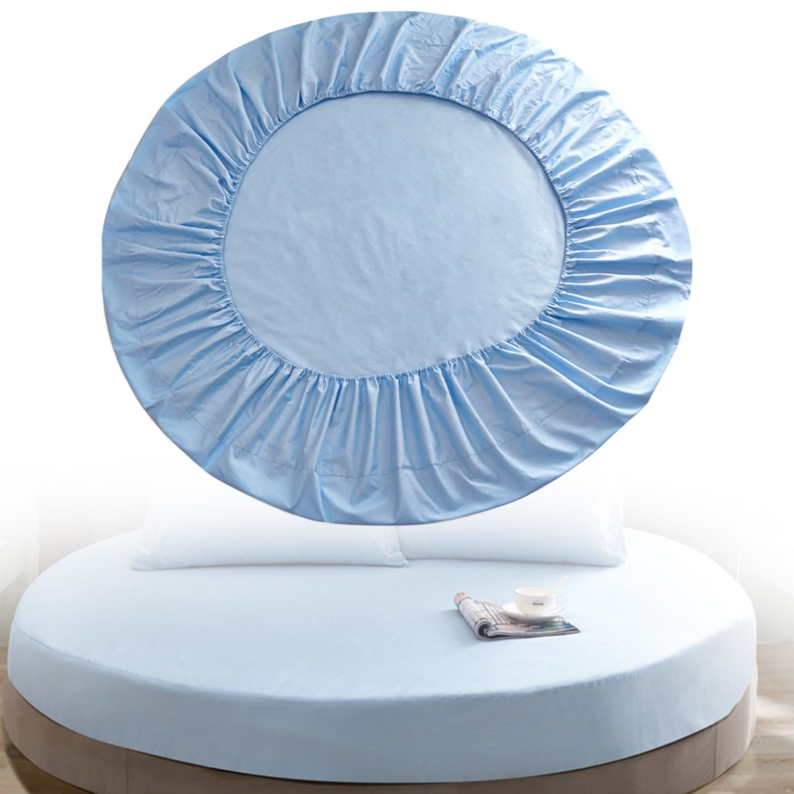 FIGHTY Round Bed Sheet 25cm Depth Pocket 200*200cm Solid Color Sheets ...